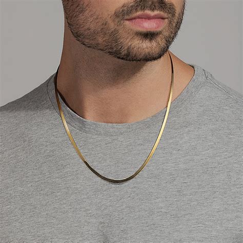 18in 14k Yellow Gold Herringbone Chain 35mm Shane Co