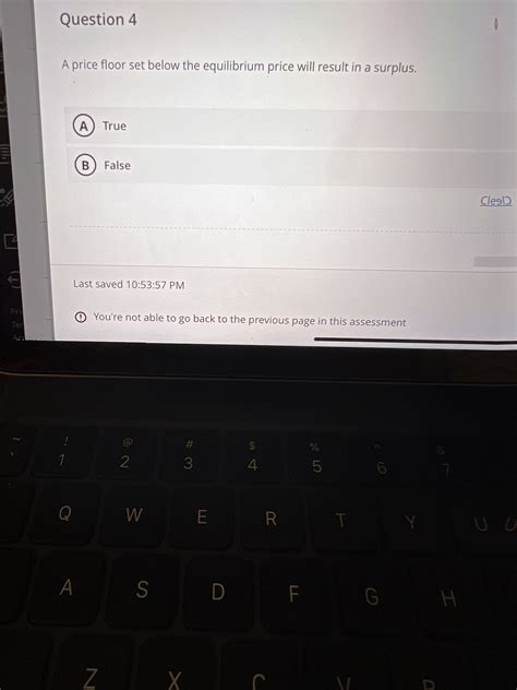 Solved Question 4a Price Floor Set Below The Equilibrium