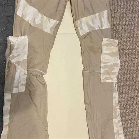 Tan And White Camo Cargo Pants With A Unique Depop