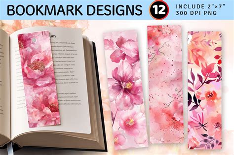 Pink Watercolor Floral Png Bookmark Desi Graphic By Craftycakes