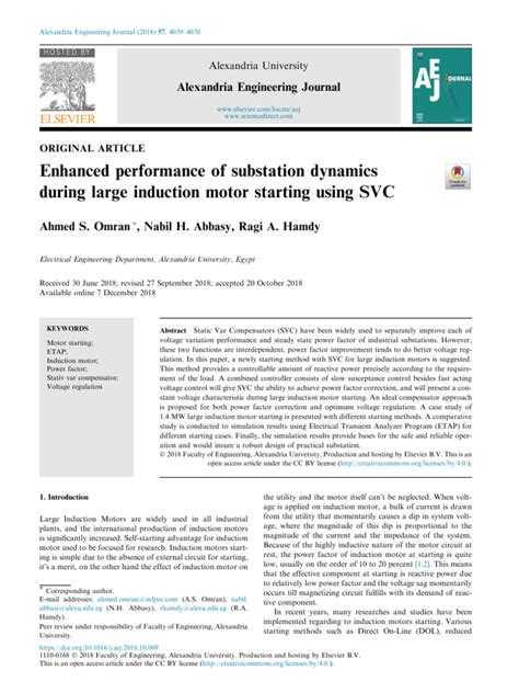 Enhanced Performance Of Substation Dynamics During Large Induction Motor Starting Using Svc