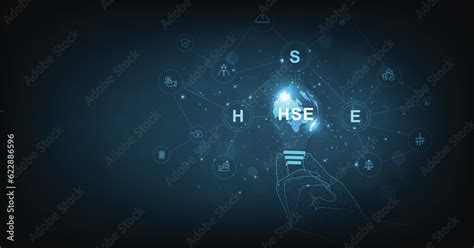 Health Safety And Environment Hse On The Dark Blue Background Health