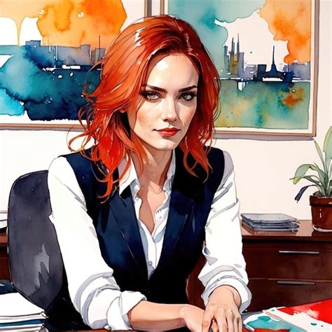 Premium Photo Businesswoman Professional In Office Watercolor