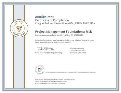 Hazem Hosny Bsc Prmg Pmp® Pmi Rmp Mba On Linkedin Certificate Of