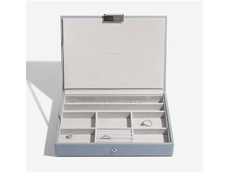 Stackers Dusky Blue Classic Jewellery Box Set Of 3 Stackers Blue