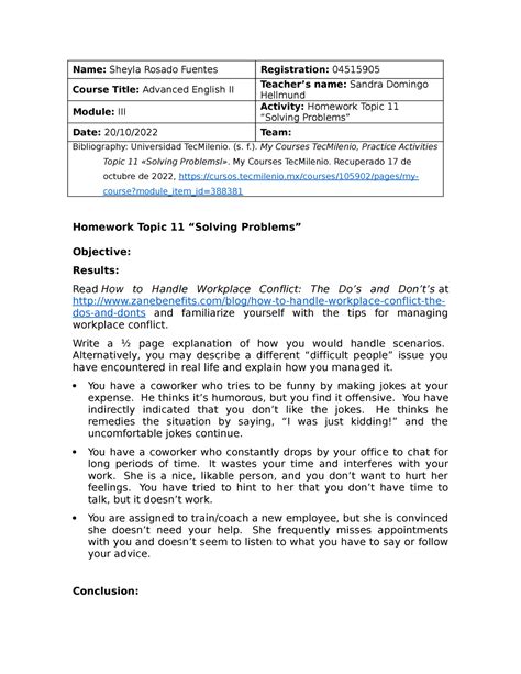 Homework Topic 11 Solving Problems Name Sheyla Rosado Fuentes