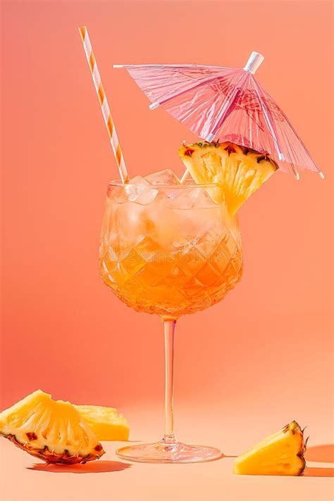 Alcoholic Long Drink Mai Tai Tiki Cocktail Decorated With Pineapple