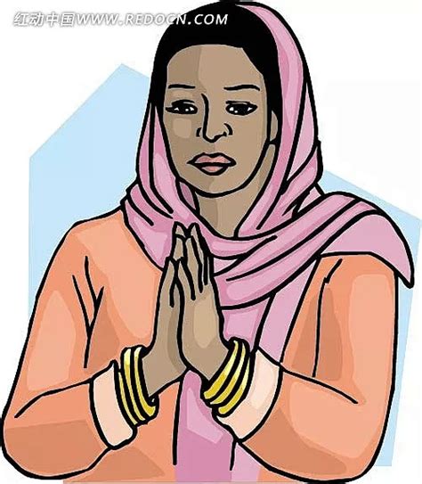 手绘双手合十的女人插画 卡通画 卡通人物 卡通形象 美女图片 女人 女人图片 女性图片 人物素材 人物图片 矢量人物 矢量素材 手绘 双手合十 花瓣网