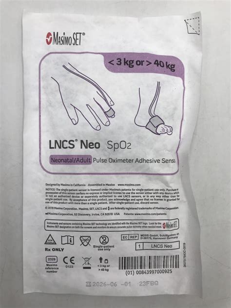 Masimo Set 2329 Lncs Neo Spo2 Neonatal Adult Pulse Oximeter Adhesive Sensor 40kg Gb Tech Usa