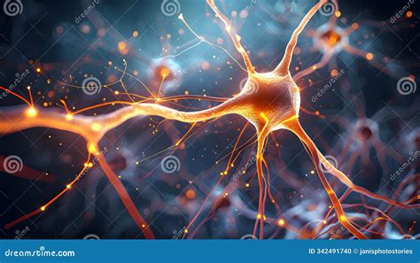 Abstract Neuron Network Glowing Orange And Blue Science Visualization