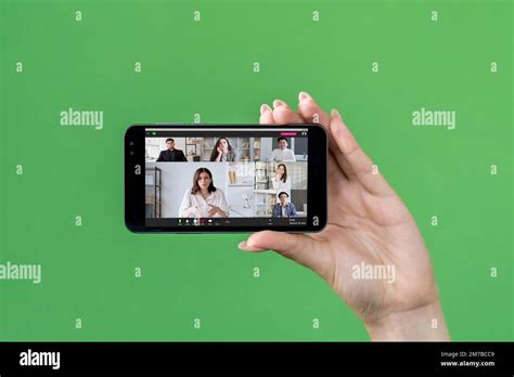 Mobile E Learning Students Group Online On Screen Stock Photo Alamy