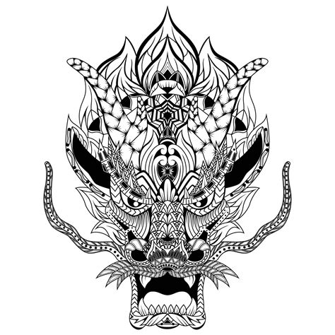 Japanese Dragon Face Drawing