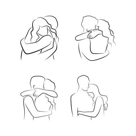 Premium Vector Hugging Lovers In Linear Style