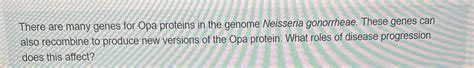 Solved There Are Many Genes For Opa Proteins In The Genome Chegg Com