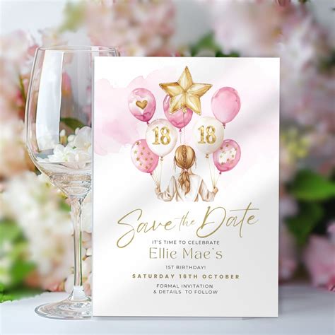 18th Birthday Save The Date Digital Pink And Gold Eighteenth