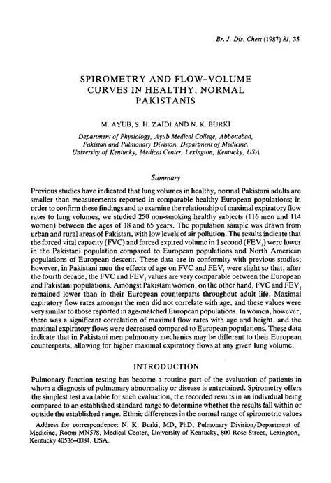 Pdf Spirometry And Flow Volume Curves In Healthy Normal Pakistanis