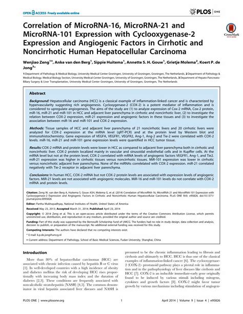 Pdf Correlation Of Microrna 16 Microrna 21 And Level But Not At
