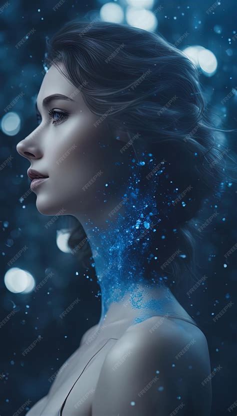 Premium Ai Image Girl Abstract Art Bleeding Blue Blue Theme Visually