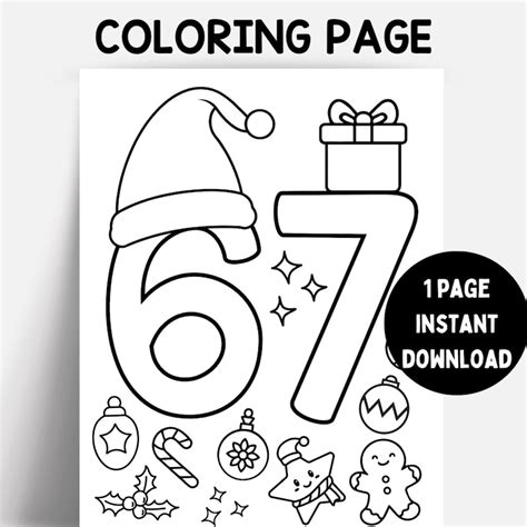 6 7 Coloring Pages Printable Etsy