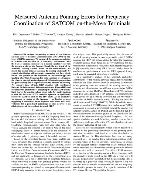Pdf Measured Antenna Pointing Errors For Frequency Coordination Of Satcom On The Move Terminals