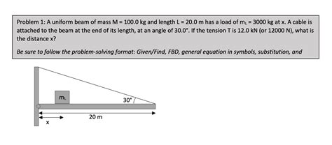 Solved Problem A Uniform Beam Of Mass M Kg And Chegg