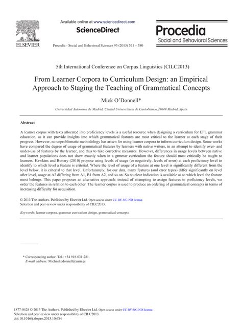 Pdf From Learner Corpora To Curriculum Design An Empirical Approach To Staging The Teaching