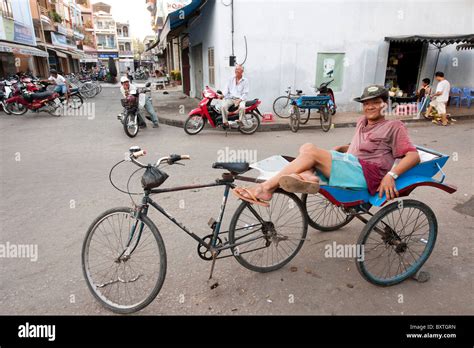 Tuk Tuk Rider In The Market Mekong Delta Chau Doc Vietnam Stock