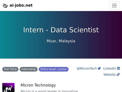 [hiring] intern data scientist in muar malaysia r ai ml jobs