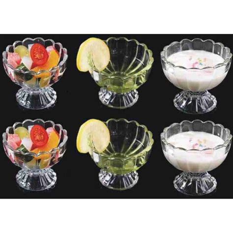 Tableware Set 6 Pcs Shapla Bati Glass Ice Cream Bowls Classic Salad Dessert Serving Bowls