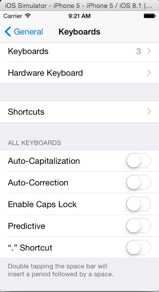 Keyboard How To Turn Off Gray Part Auto Completion In Ios Simulator