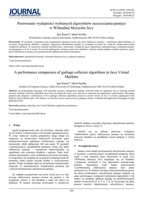 Pdf A Performance Comparison Of Garbage Collector Algorithms In Java