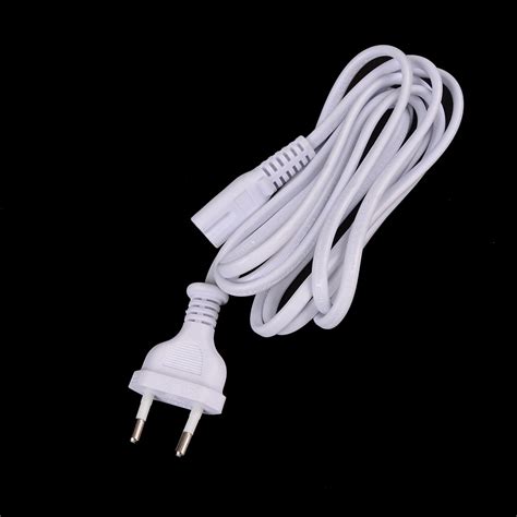 1Pcs White 1 5M EU European 2 Prong Port AC Power Cord Cable Slim Power