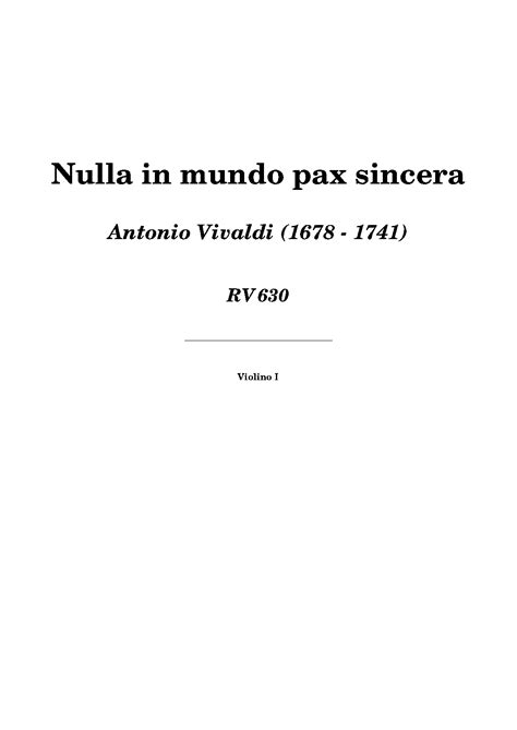 Nulla In Mundo Pax Sincera RV 630 Vivaldi Antonio IMSLP