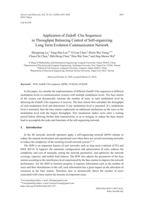 Pdf Application Of Zadoff Chu Sequences In Throughput Balancing