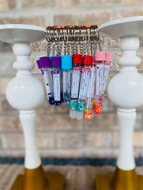 Phlebotomy Glitter Floating Keychain Lab Lab Test Tube Blood Tube