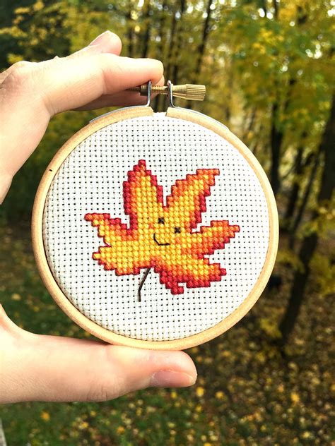 Autumn Maple Leaf Cross Stitch Pattern PDF Etsy
