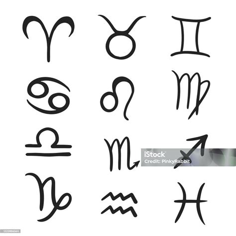 Ilustración De Signos Del Zodíaco Símbolos De Los Signos Del Zodíaco Un