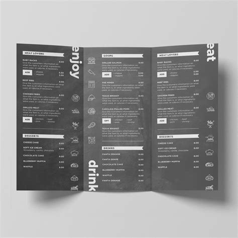 digital tv menu board dine in menu and takeout canva template