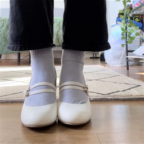 White Mary Janes Only Worn A Couples Times Size 7 Depop