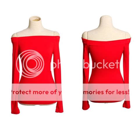 Sexy Plain Basic Boat Neck Shoulderless Long Sleeve Tank Tops Tight