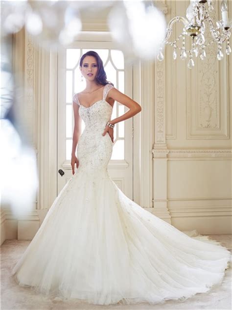 Fit And Flare Mermaid Tulle Lace Beaded Crystal Corset Wedding Dress