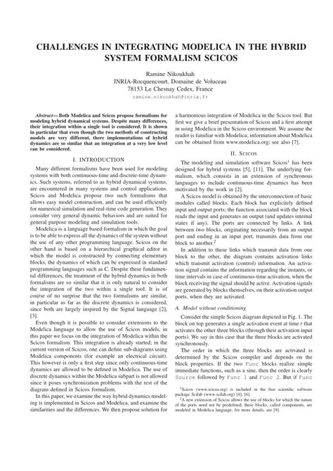 Pdf Challenges In Integrating Modelica In The Hybrid System Formalism