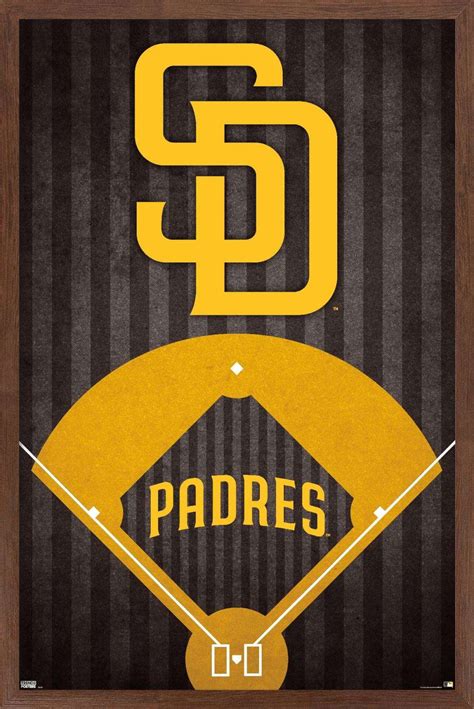 Mlb San Diego Padres Logo Wall Poster 14 725 X 22 375 Framed