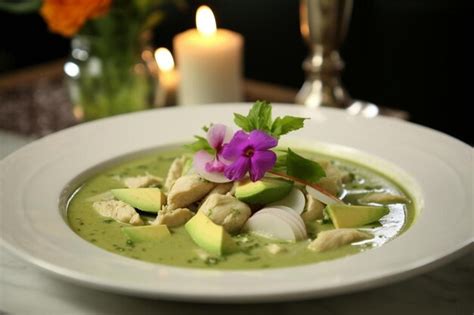 Premium Photo Flavorful Chipotle Chicken Pozole Verde With Hominy