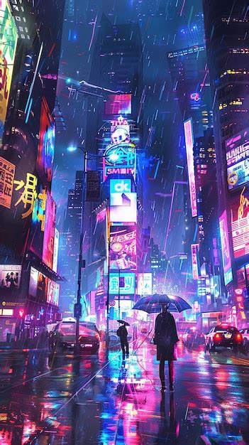 Neon Nights Cyberpunk Cityscape Premium AI Generated Image