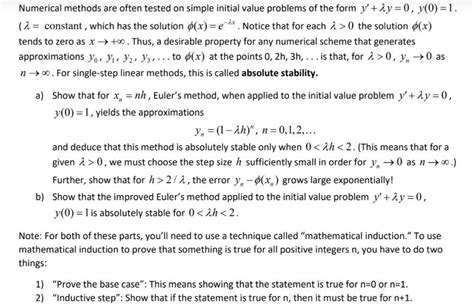 Solved Numerical Methods Are Often Tested On Simple Initial