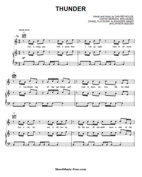 Thunder Sheet Music Imagine Dragons ♪ Sheetmusic Freecom
