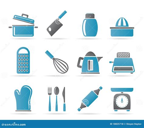 Iconos Del Utensilio De La Cocina Y Del Hogar Ilustración del Vector Ilustración de cuchara
