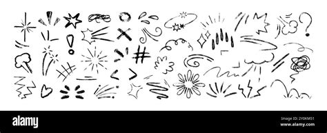 Set Of Anime Emotion Effect Line Movement Elements Hand Drawing Cute