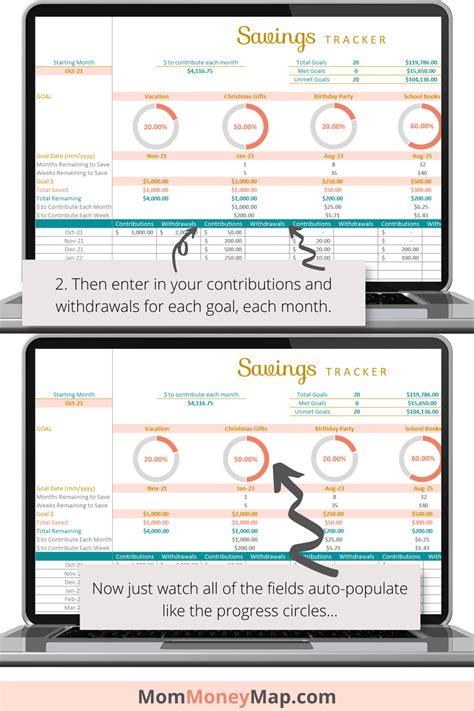 Savings Tracker Excel Spreadsheet With Weekly Contributions Calculated
